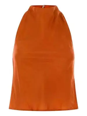 THE ROSE IBIZA Silk Halterneck Top - Orange