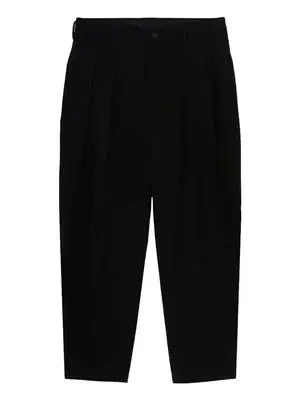 Yohji Yamamoto Pleated Tapered Tailored Trousers - Black
