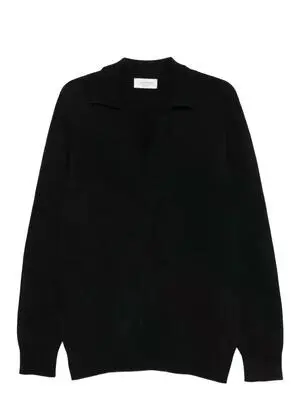 LANEUS Fine-knit Long-sleeve Sweater - Black