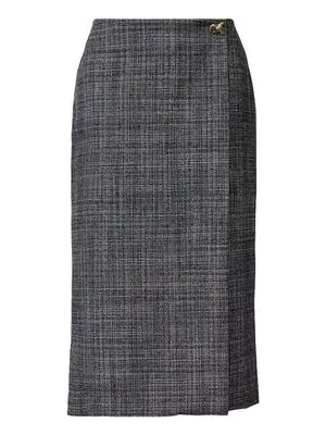 Fabiana Filippi Mouline Tweed Wrap Midi Skirt - Black