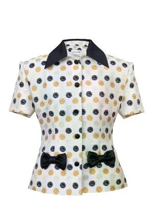 POST MERIDIEM Polka-dot Bow Detail Jacket - White