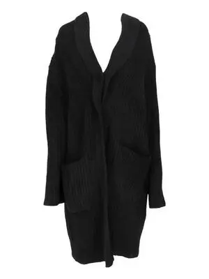 Isaia Ribbed-knit Shawl-lapel Coat - Black