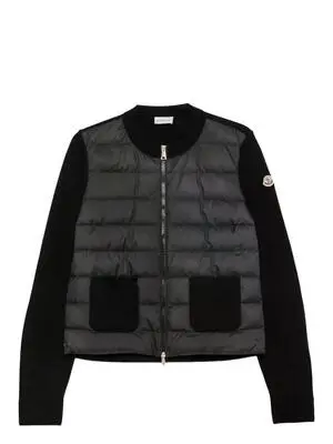 Moncler Wool Padded Zip-up Cardigan - Black