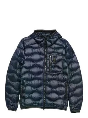 BLAUER. Quilted Hooded Jacket - Blue