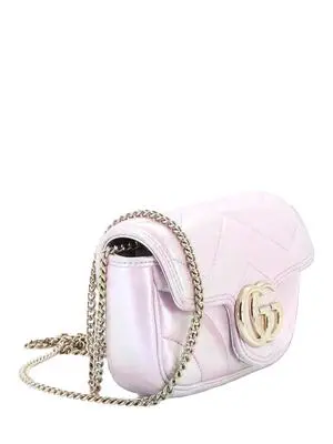 Gucci Gg Marmont Flap Bag Chevron Iridescent Leather Super Mini Crossbody Bag Multicolour