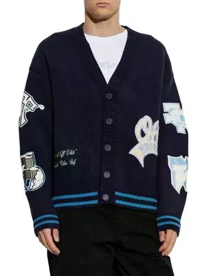 Off-White Patch-detail Knitted Cardigan - Blue
