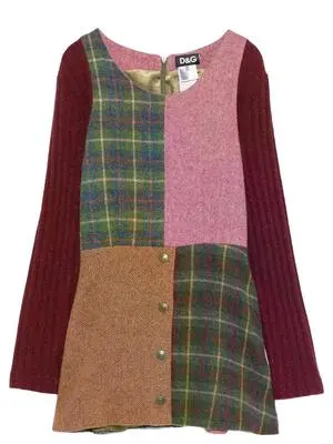 Dolce & Gabbana 2000s Patchwork Tweed Mini Dress - Green