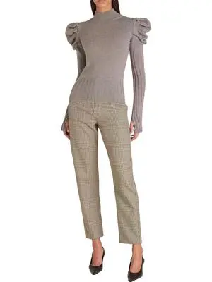 VIOLANTE NESSI Houndstooth Wool Trousers - Neutrals