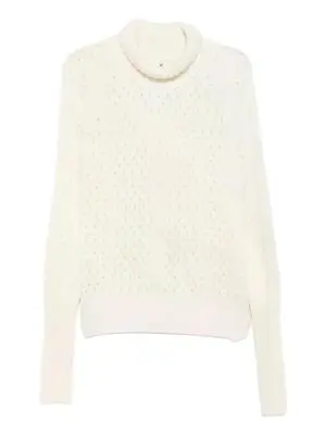 Ermanno Scervino Beige Cashmere Perforated Roll Neck Sweater - Neutrals