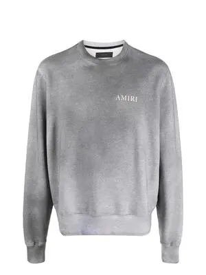 Amiri Faded-effect Logo-print Sweatshirt - Grey