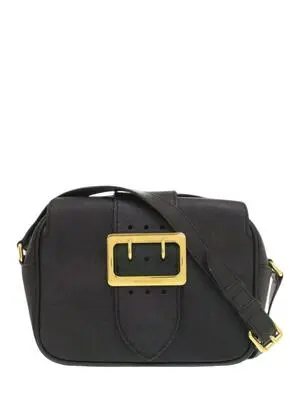 Burberry Small Soft Grained Calfskin Buckle Crossbody Bag - Black