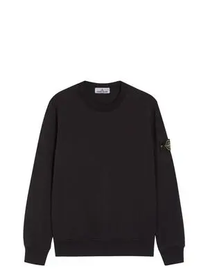 Stone Island Logo Cotton Sweatshirt - Black