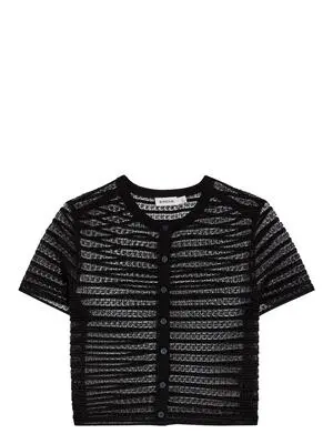 Simkhai Holli Textured Lace Cropped Top - Black