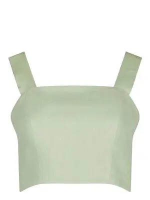 SHIKANZY Mint Linen Bustier With Adjustable Straps - Green