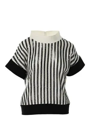 LARISA DRAGNA Sequin Top With Open Back - Black/white