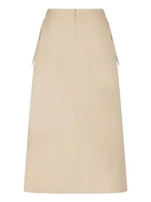 SHIKANZY Ava Linen High-waisted Midi Skirt With Pockets - Beige