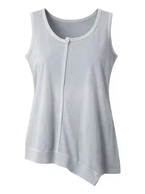 CONQUISTA Sleeveless Asymmetric Hem Jersey Top - Grey
