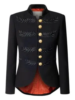 THE EXTREME COLLECTION Renata Military Tailored Blazer With Satin Details - Black