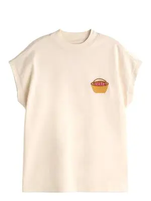 THINKING MU Embroidered Basket Volta T-shirt - White