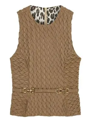 AMANDA THOMPSON COUTURE Marlo Waistcoat In Sand Pinstripe - Brown