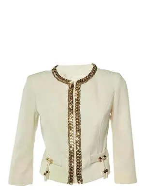 Elisabetta Franchi Cady Jacket With Chain Trim - Neutrals
