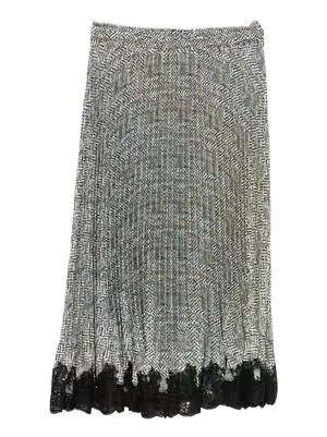 Ermanno Scervino Pleated Lace-trim Midi Skirt - Grey