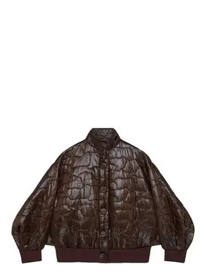 AMANDA THOMPSON COUTURE K-bomber Jacket With Oversized Bow Detail - Brown