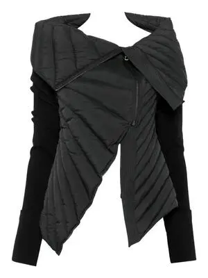 YEHUAFAN Quilted Asymmetric Puffer Jacket - Black