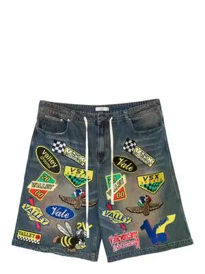 VALE FOREVER Patch-detail Drawstring Shorts - Blue