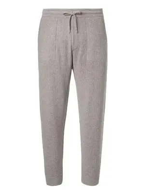 Brunello Cucinelli Ribbed-knit Cashmere Sweatpants - Beige