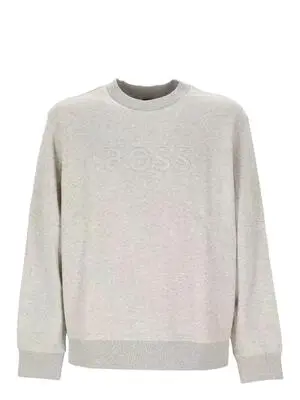 BOSS Logo-embroidered Cotton Sweater Grey