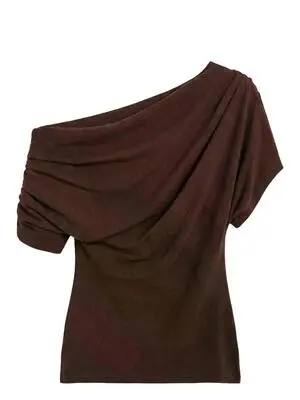 REFORMATION Iris Off-shoulder Knitted Top - Brown