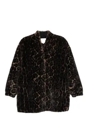 Apparis Jane Faux Fur Leopard Print Coat - Multi