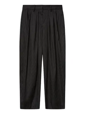 Isabel Marant Étoile Janice Virgin Wool Pinstripe Pleated Pants - Black