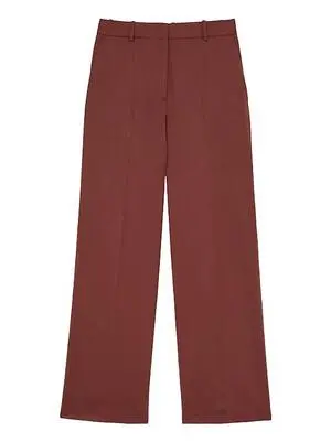 REISS Solene Wide-leg Wool-blend Trousers - Brick Red