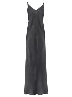 Pinko Satin-finish V-neck Maxi Dress - Grey