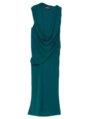 TOM FORD Draped Neckline Sleeveless Midi Dress - Blue