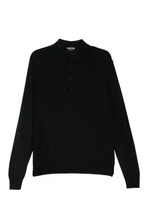 TOM FORD Long-sleeve Polo Shirt - Black