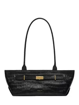 DEMELLIER Croc-effect Shoulder Bag - Black