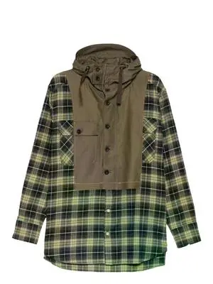 Kolor Check-pattern Patchwork Shirt - Green
