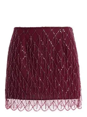 ROTATE BY BIRGER CHRISTENSEN Sequin Embellished Mini Skirt - Burgundy