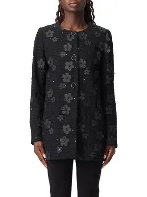 TWINSET Embellished Tweed Coat - Black