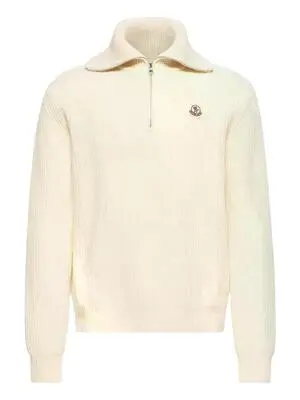 Moncler Ribbed-knit Half-zip Sweater - Neutrals