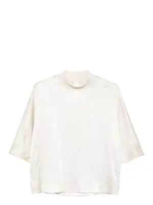 Peserico High-neck Short-sleeve Top - Neutrals