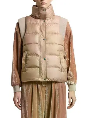 Peserico Quilted Gilet With Ribbed Trim - Neutrals