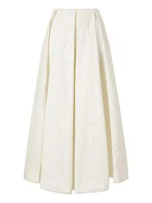 AGUA BENDITA Agua By Agua Bendita Delta Playa Broderie Anglaise Cotton Midi Skirt