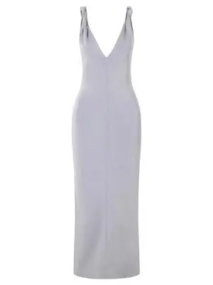 Galvan Twisted Tyra Stretch-knit Midi Dress - Gray