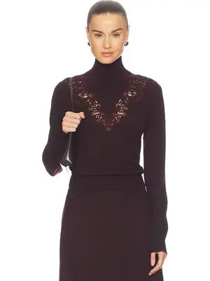 Zimmermann Valiant Merino Lace Turtleneck - Burgundy