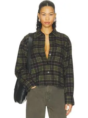 Closed Oversized Cropped Shirt - Green