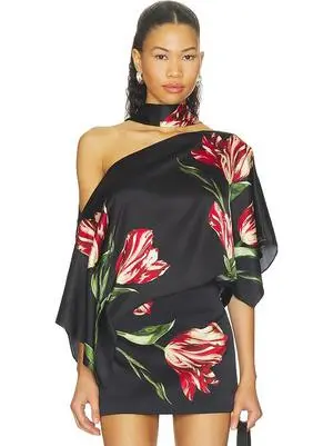 Alice + Olivia Rita Ots Draped Cropped Top With Scarf - Multi